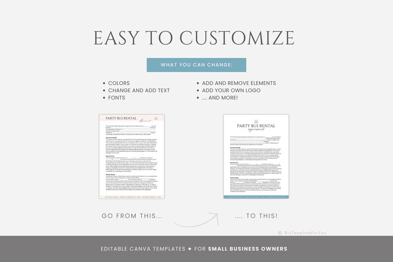 Editable Party Bus Rental Agreement Template, Limo Service Contract ...