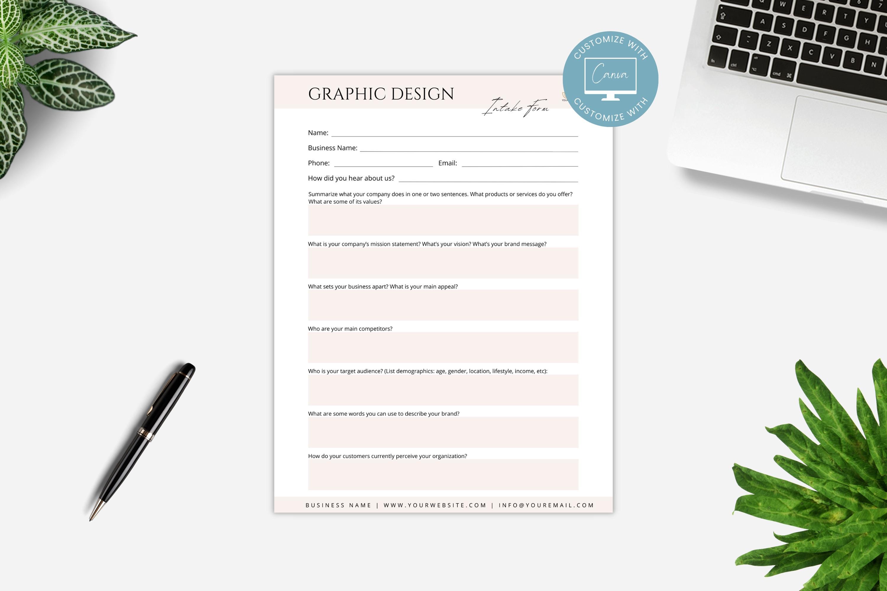 Editable Graphic Design Client Intake Form, Onboarding Questionnaire ...