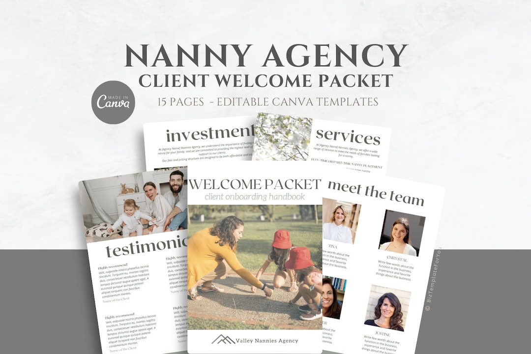 Nanny Agency Client Welcome Packet Template, Client Onboarding Template ...