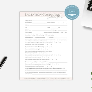 Editable Lactation Consultant Client Intake Form Template ...