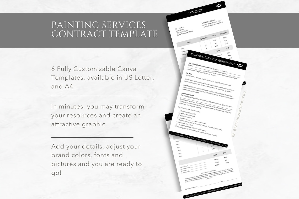 Editable Painting Contract Template, Professional Painting Services ...
