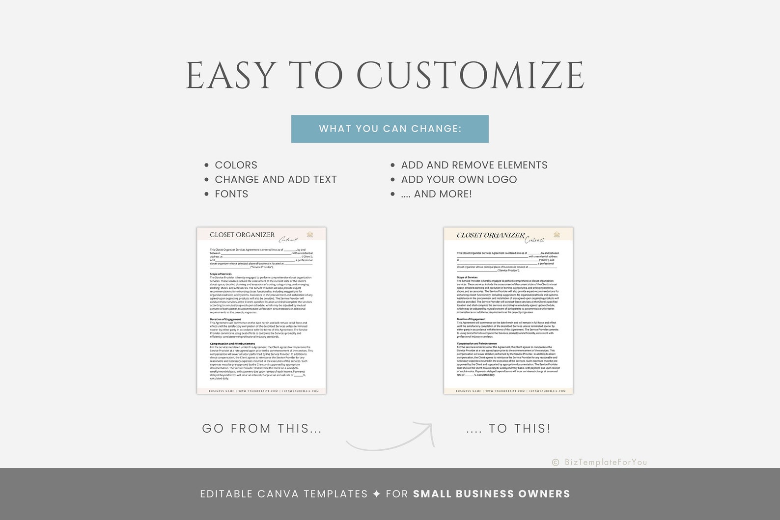 Editable Closet Organizer Contract Template, Client Intake Form ...