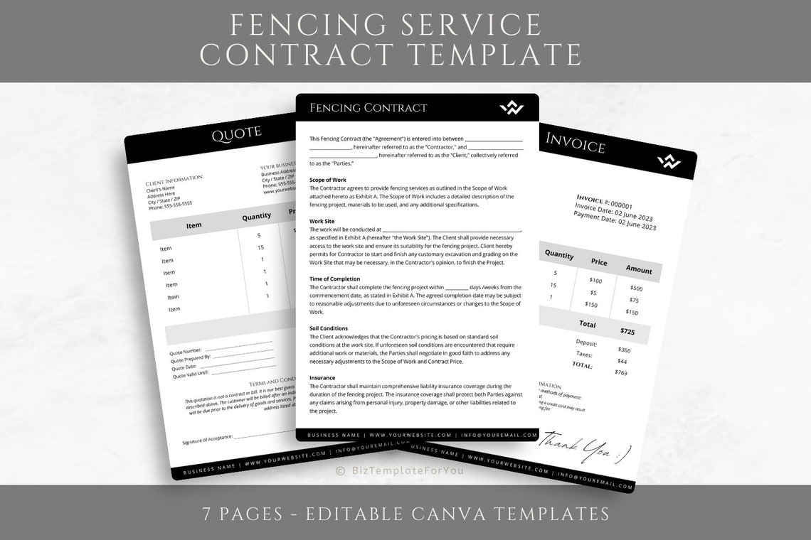 Editable Fencing Contract Template, Professional Fencing and Gates ...