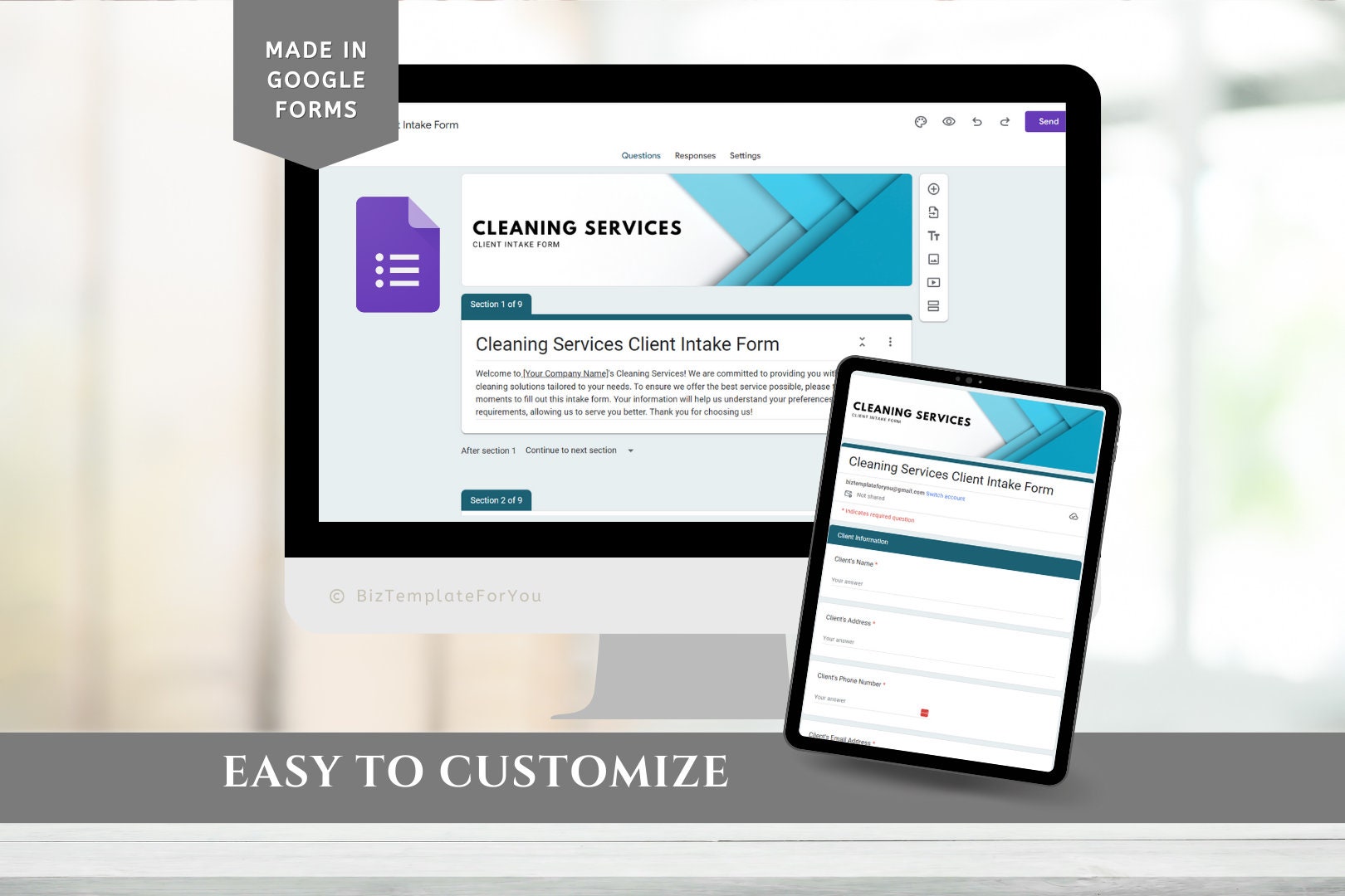 Cleaning Services Client Intake Form, Editable Residential and ...