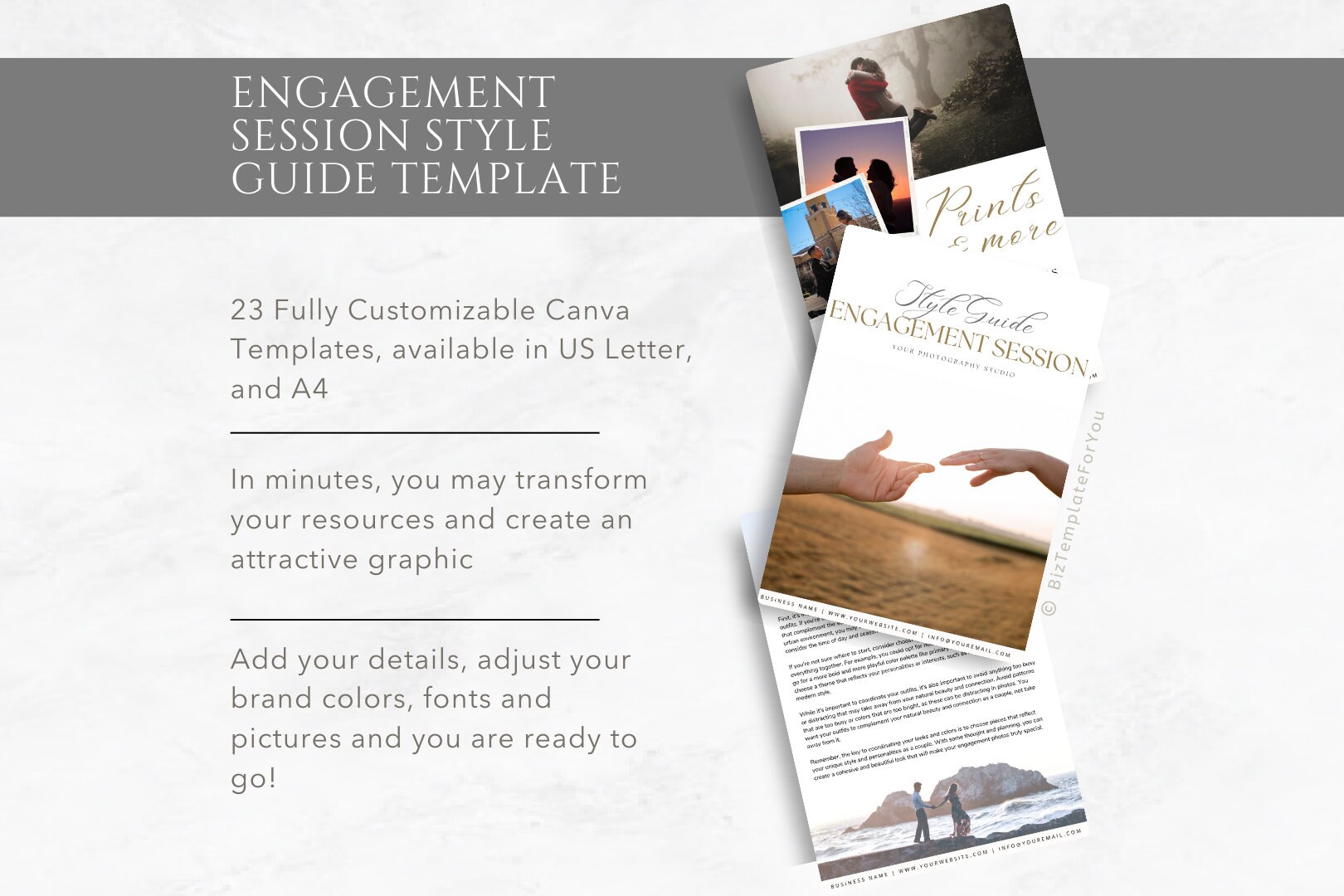 Editable Engagement Session Style Guide Template, Pre-written Couple ...