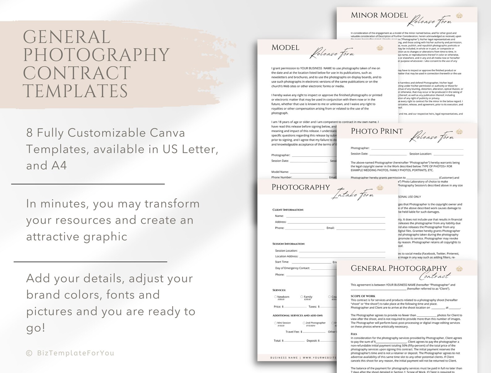 Editable Photography Contract Template Bundle Including - Etsy