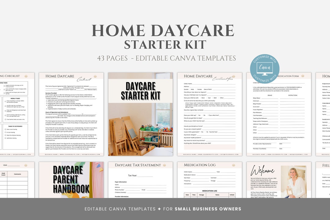 Daycare Starter Kit, Editable Daycare Forms Templates, Starter Kit for ...