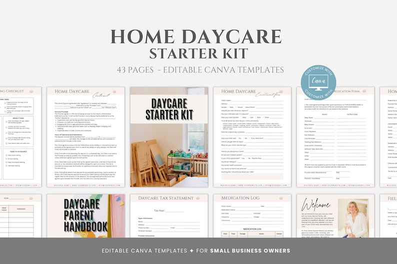 Daycare Starter Kit, Editable Daycare Forms Templates, Starter Kit for ...