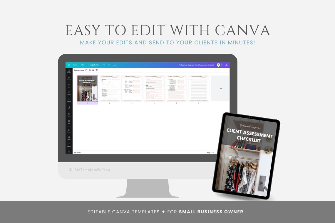 Editable Professional Organizer Client Assessment Checklist Template ...