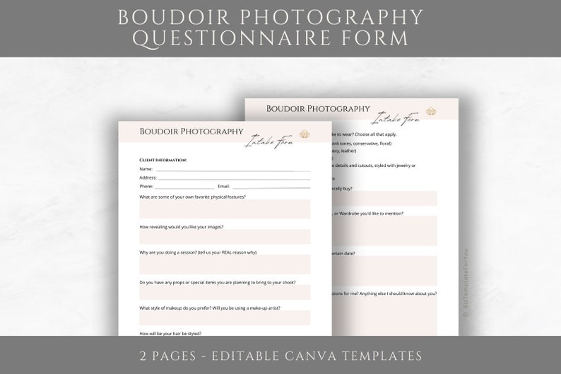 Editable Boudoir Photography Questionnaire Template. Boudoir - Etsy