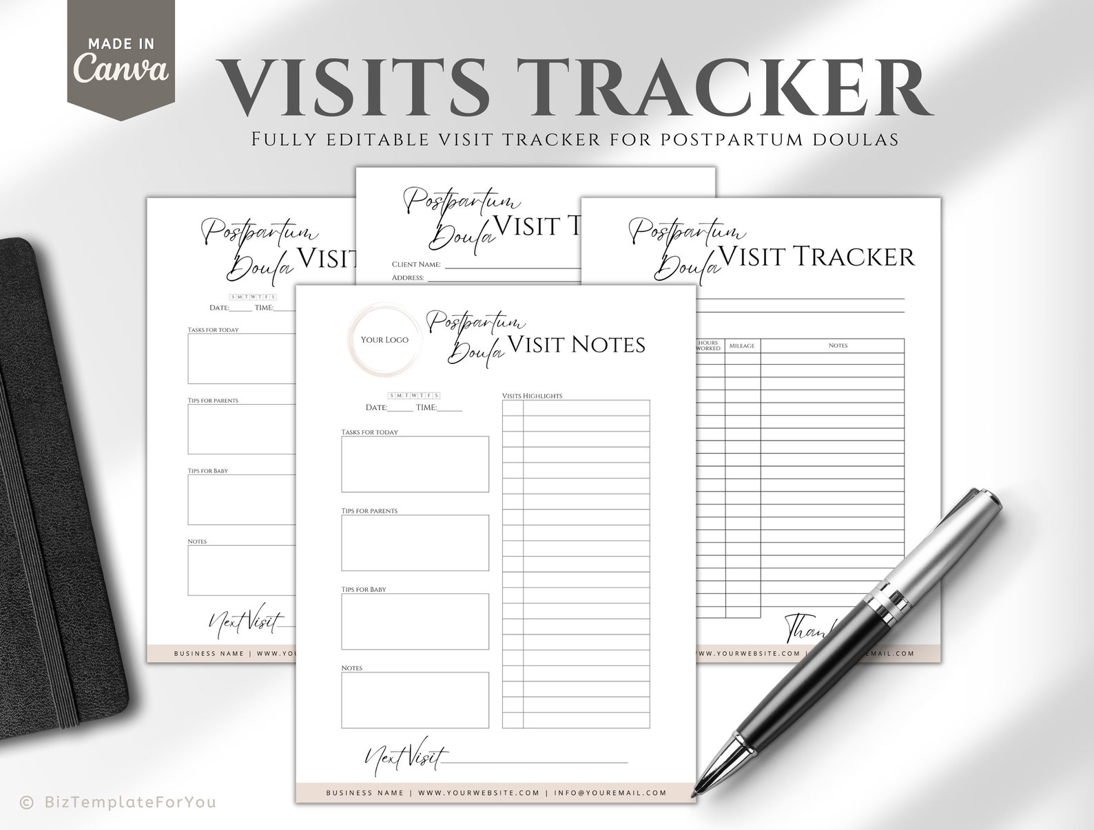 Editable Postpartum Doula Visits Notes and Tracker Templates. - Etsy