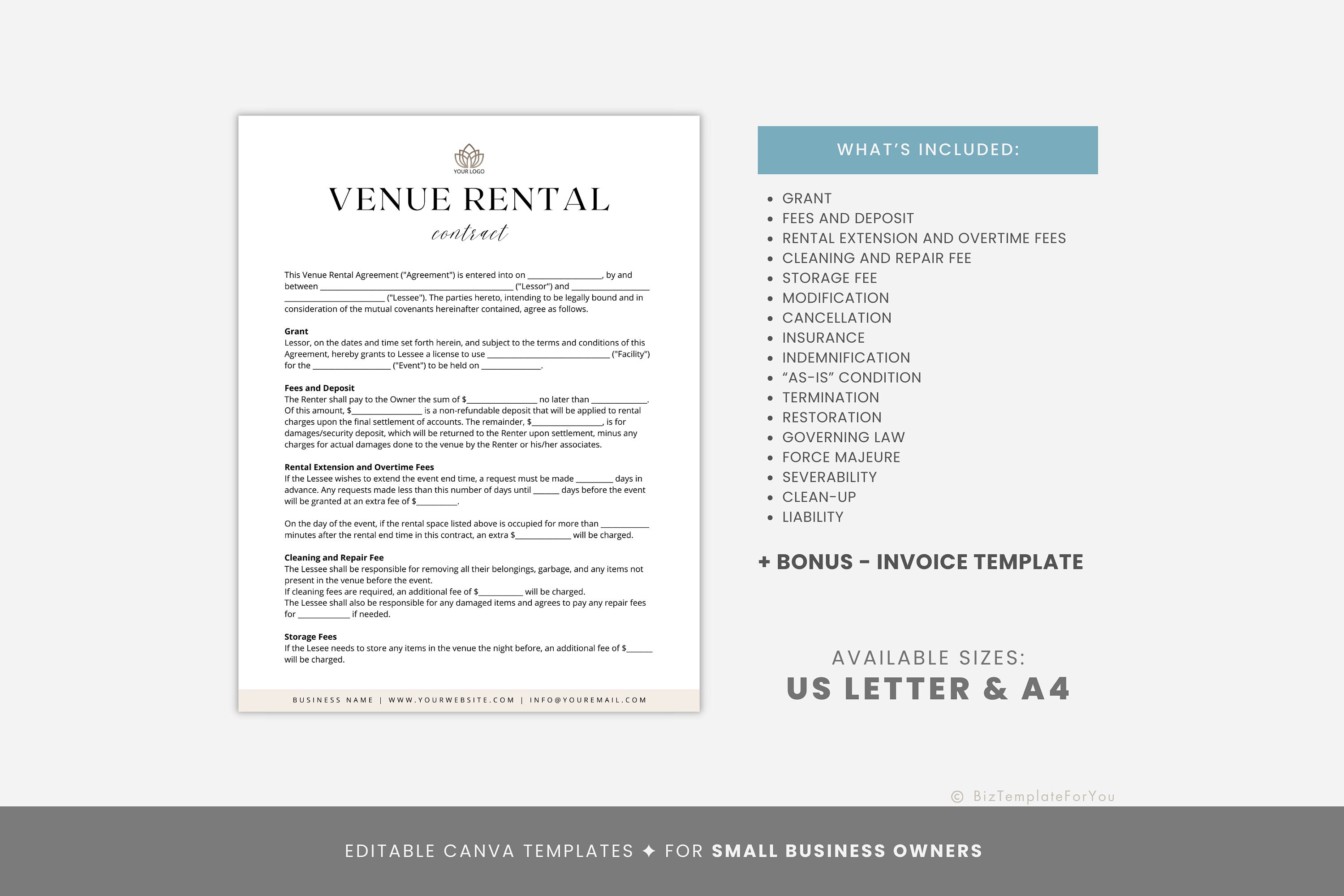 Editable Event Venue Rental Agreement Template, Event Facilities Rental ...