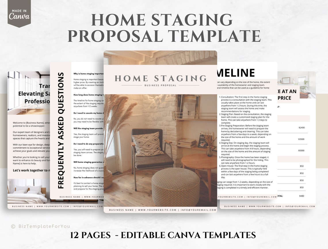 Editable Home Staging Proposal Template Property Staging - Etsy