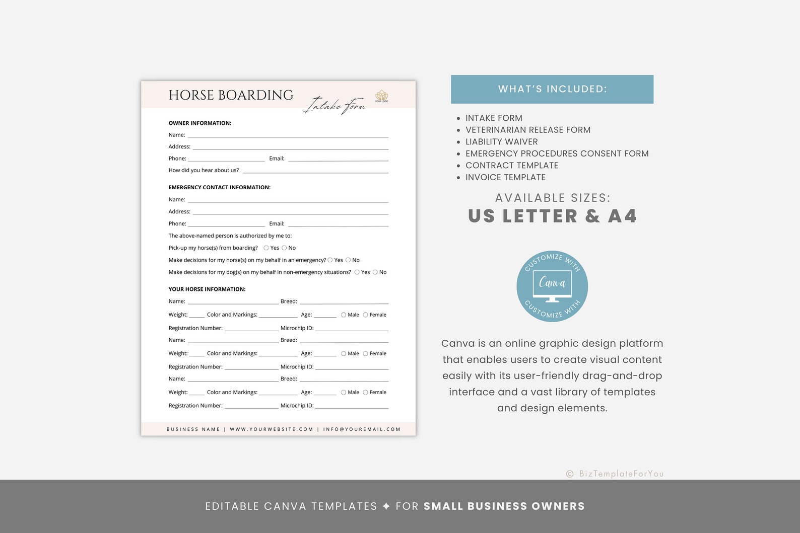 Editable Horse Boarding Contract Template, Stables Rent Service ...