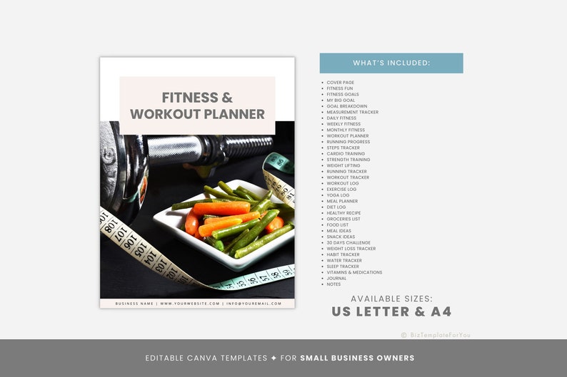 Editable Fitness and Workout Planner Template, Personal Training ...