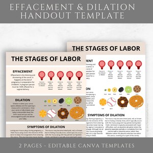 Effacement and Dilation Handout Template, Doula Tool, Birth Education ...
