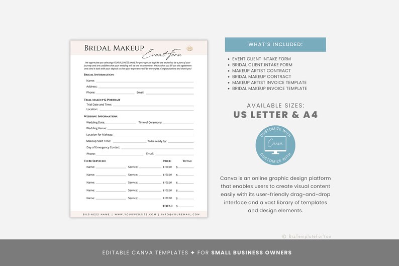 Editable Makeup Artist Forms Templates Bundle, Including Intake From ...