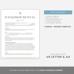 Editable Backdrop Rental Agreement, Party Equipment Rental Contract ...