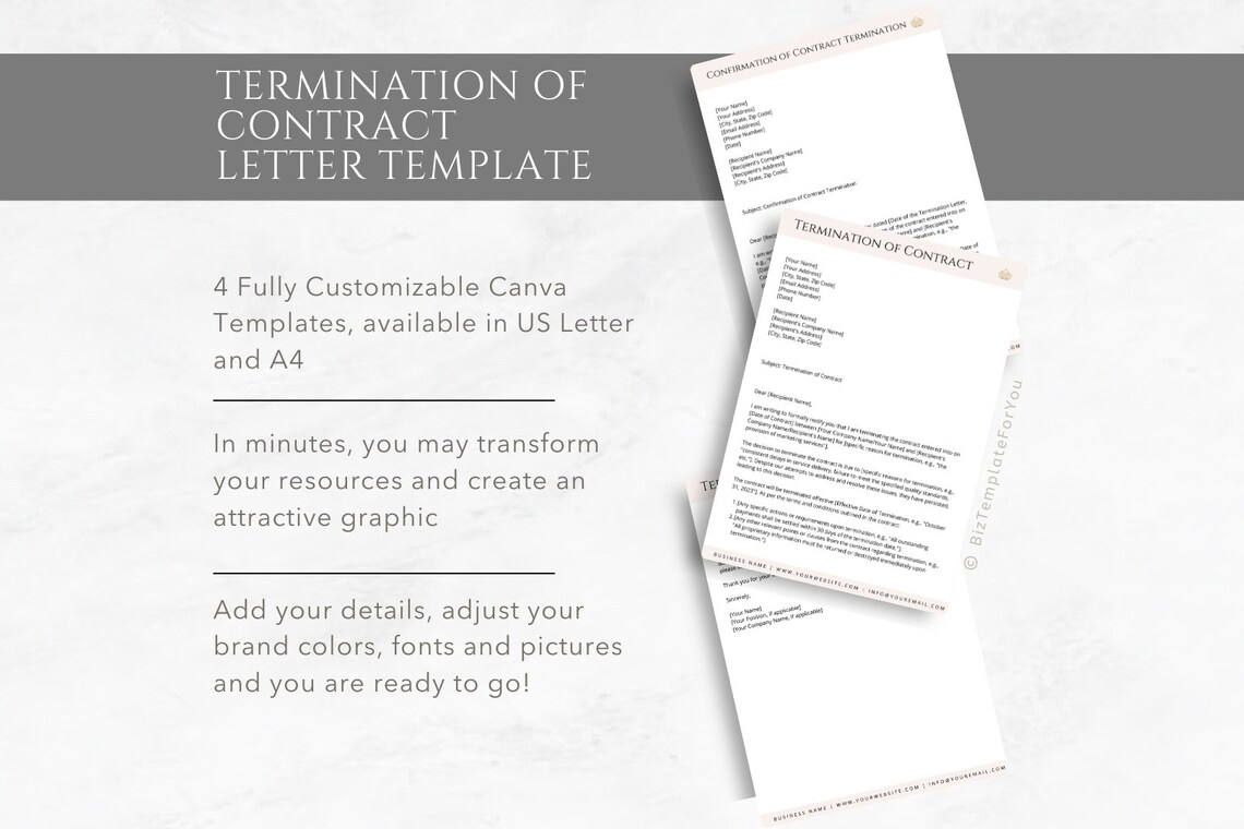 Editable Termination of Contract Template, Termination Letter Template ...