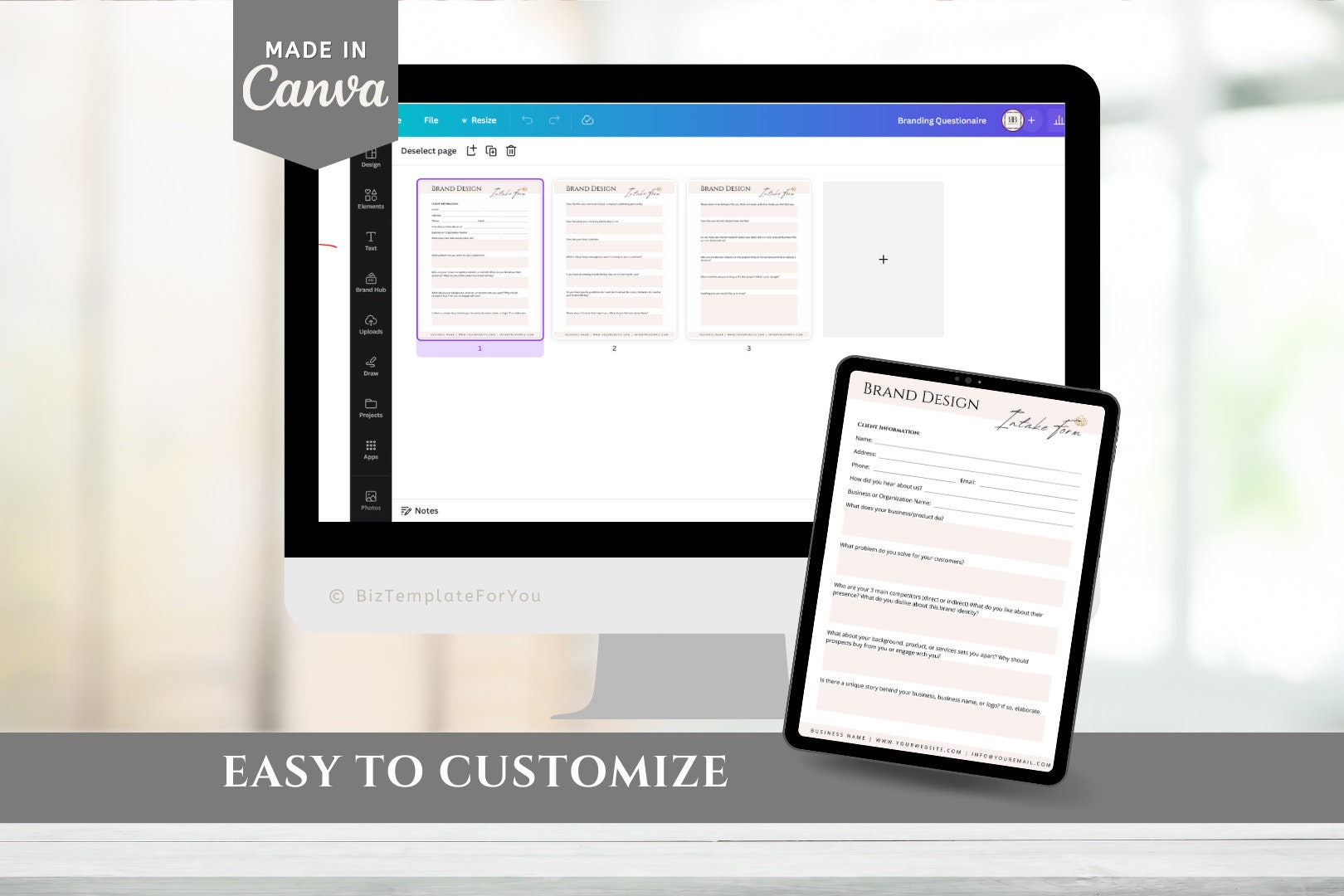 Editable Branding Questionnaire Template, Freelance Graphic Design ...