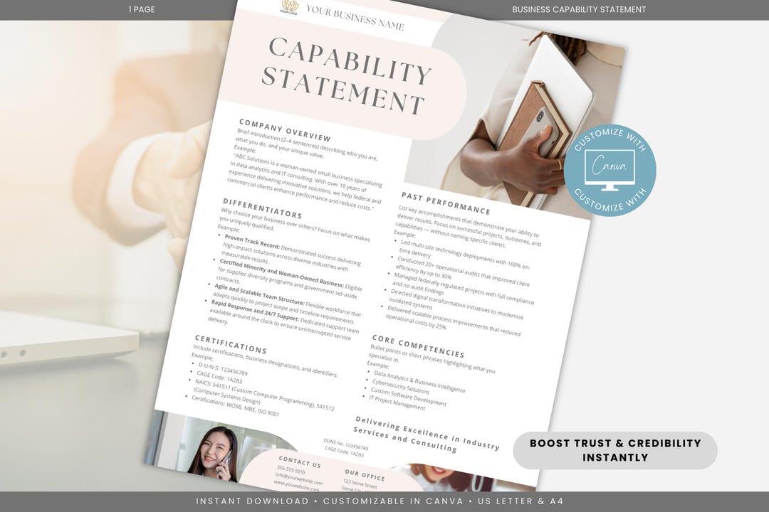 Editable Business Capability Statement Template, Capability Statement ...