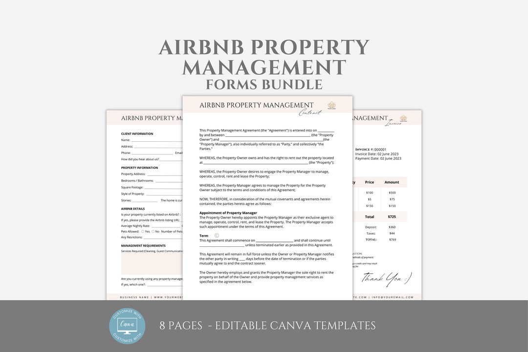 Editable Airbnb Property Management Contract Template, Rental Property ...