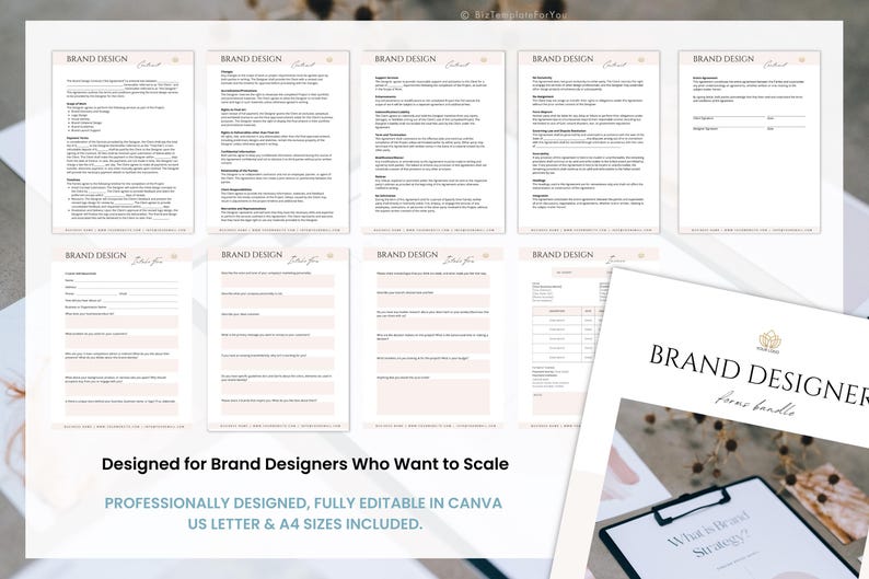 Editable Brand Designer Forms Bundle, Freelance Graphic Design Service ...