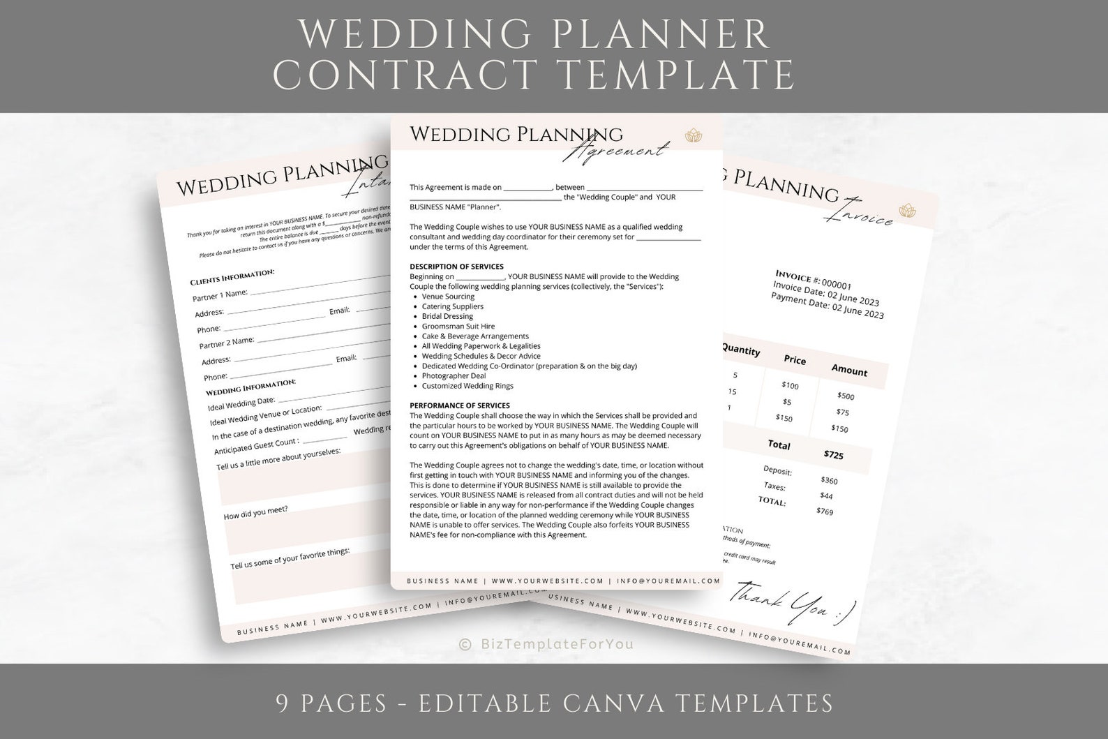 Editable Wedding Planner Contract Template Event Intake Form - Etsy