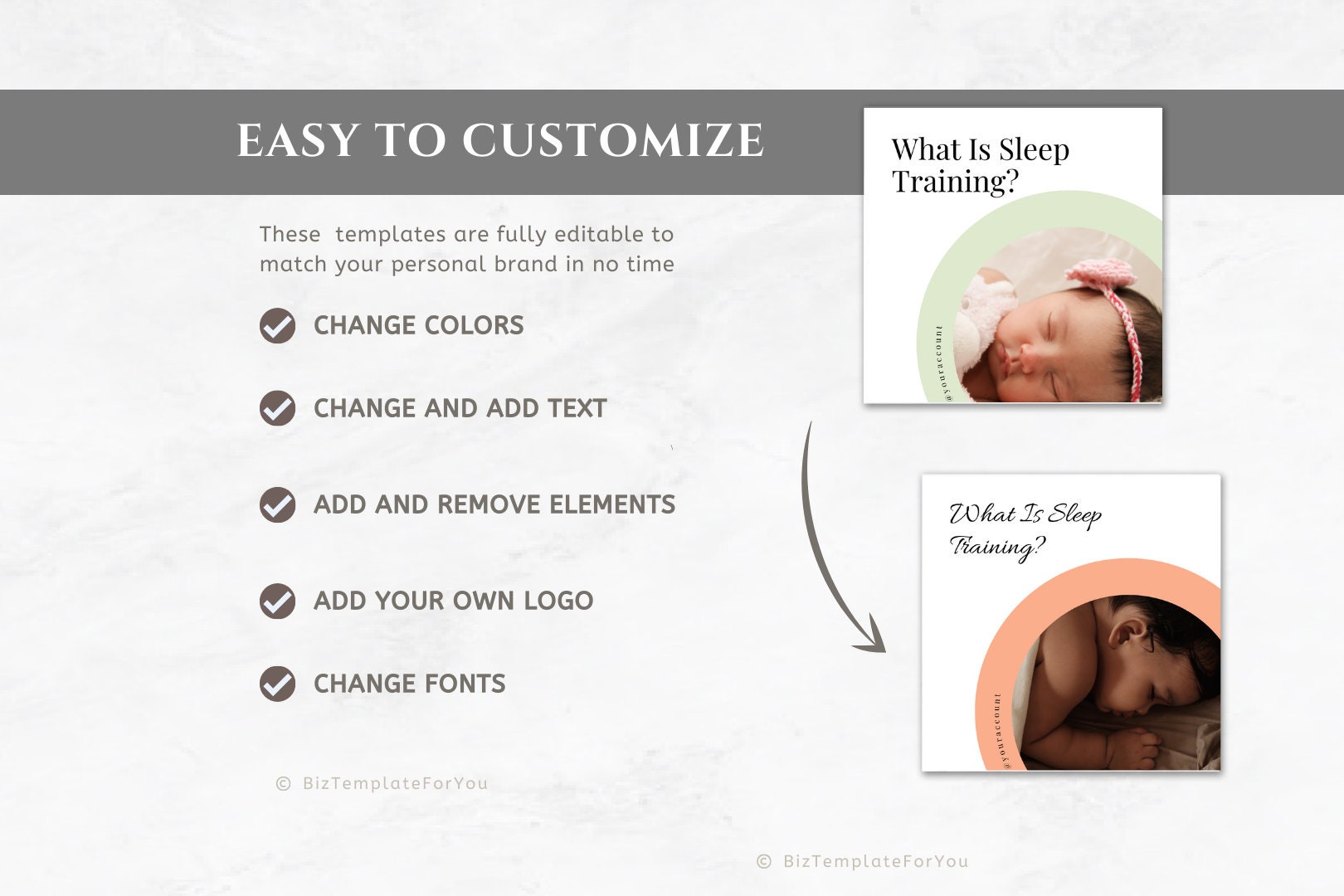 Editable 100 Instagram Posts Templates for Sleep Consultants - Etsy