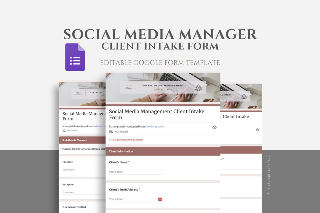 Editable Social Media Manager Client Intake Form Template, Freelance ...