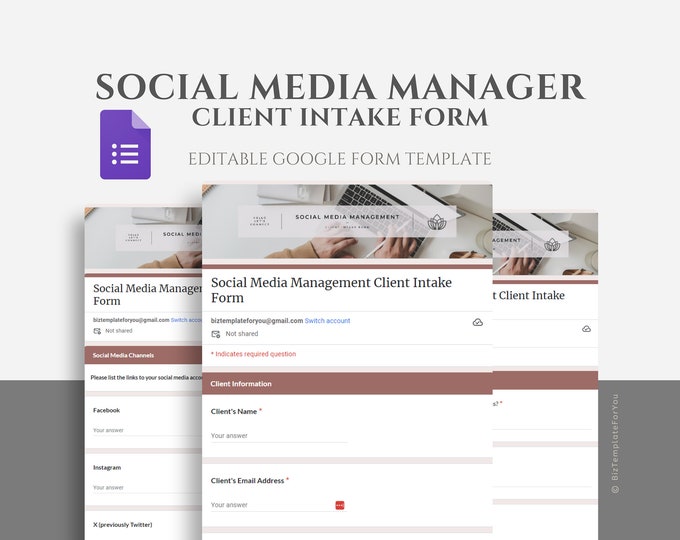 Client Intake Form - Editable - Social Media Management - Digital ...