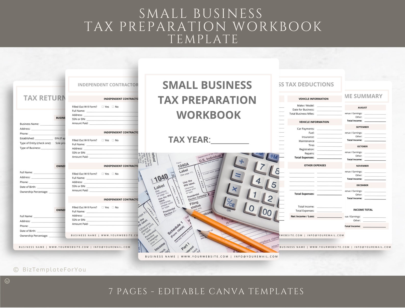 Editable Small Business Tax Preparation Workbook Template - Etsy
