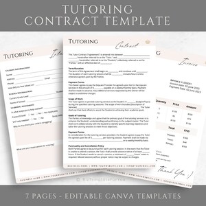 Editable Tutoring Contract Template, Tutoring Service Agreement ...