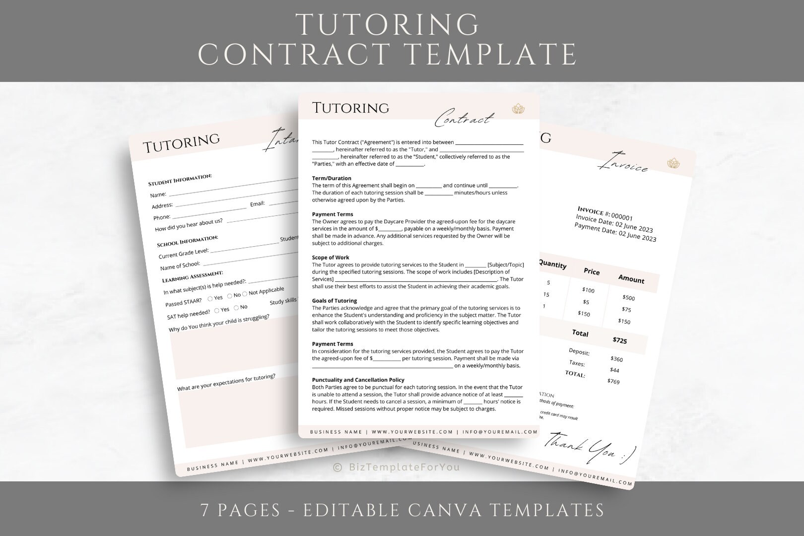 Editable Tutoring Contract Template, Tutoring Service Agreement ...