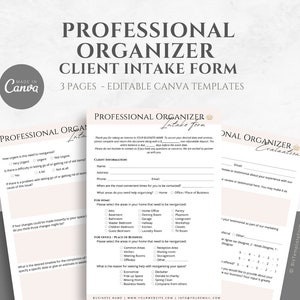 Editable Professional Organizer Client Intake Form Template, Home ...