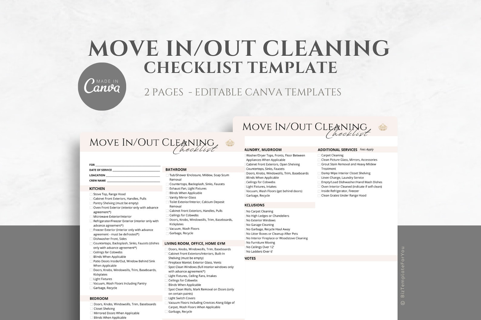 Move In/out Cleaning Checklist, Editable House Cleaning Checklist ...