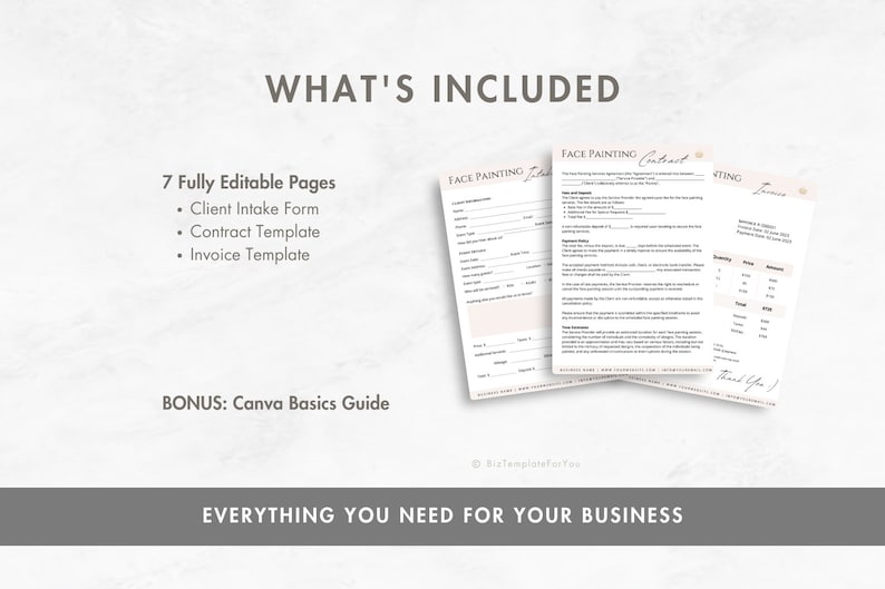 Editable Face Painting Contract Template, Event Face Painter Intake ...