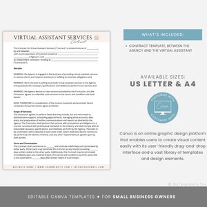 Editable Virtual Assistant Agency Employment Contract Template, Service ...