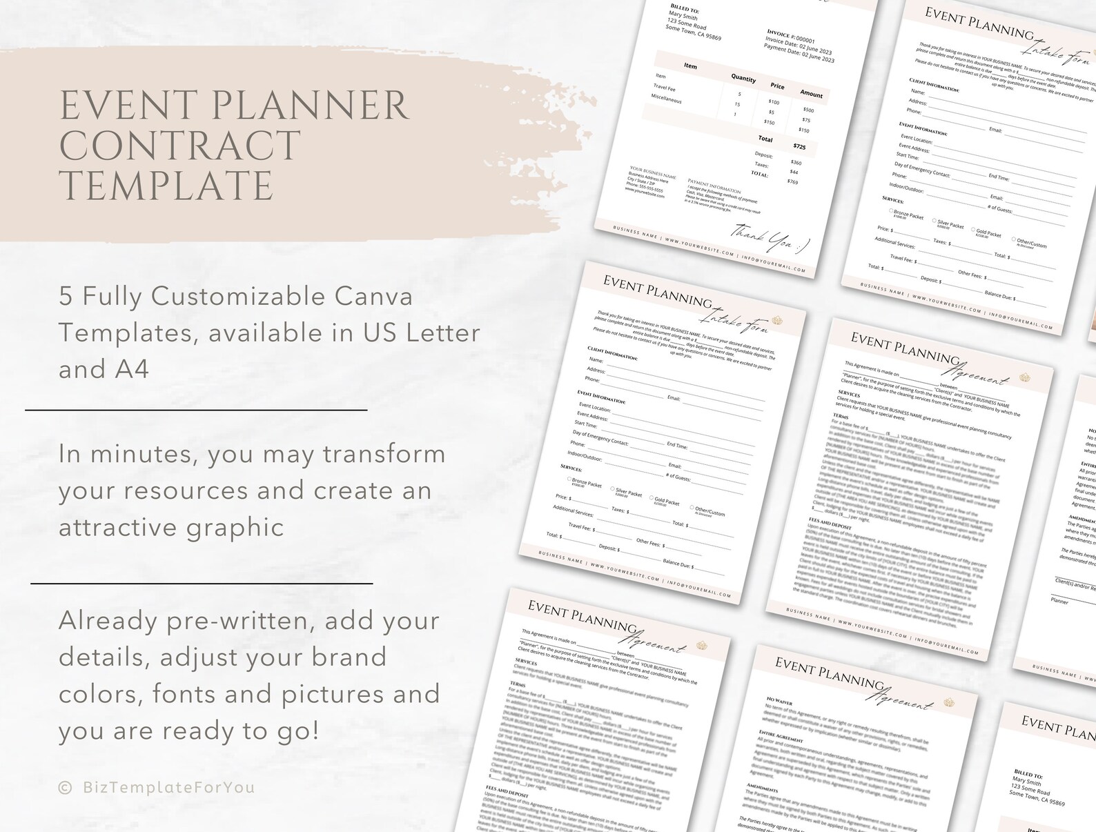 Editable Event Planner Contract Template Event Intake Form - Etsy