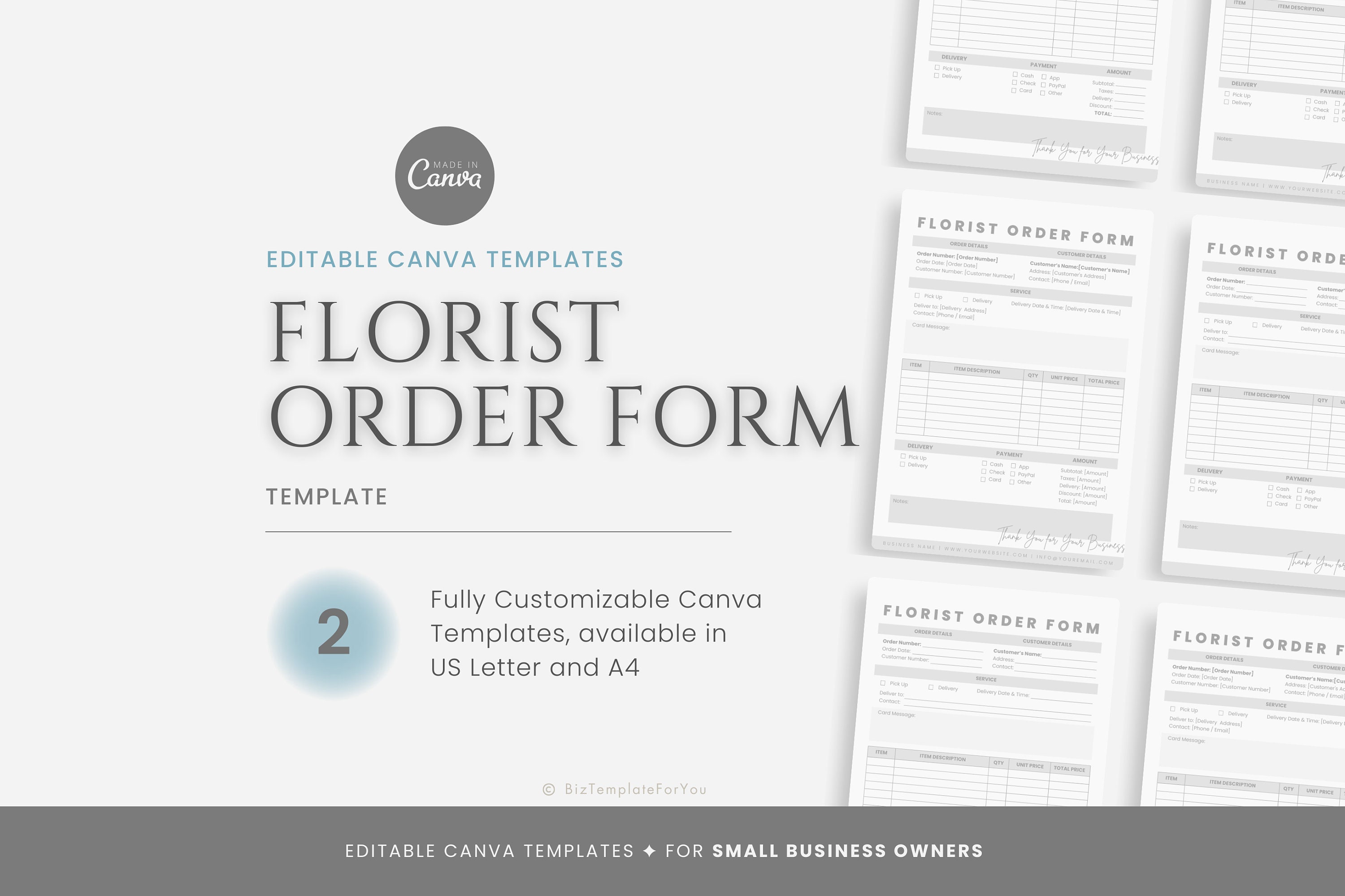 Editable Florist Order Form Template, Flower Arrangements Service Order ...