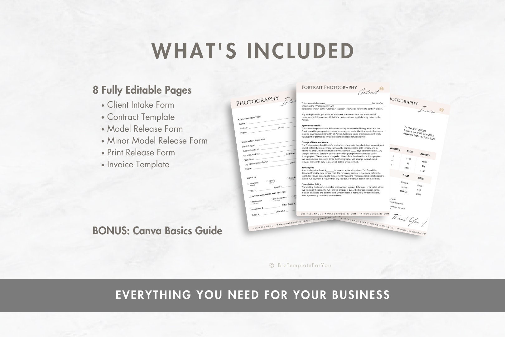 Editable Portrait Photography Contract Template. Portrait - Etsy