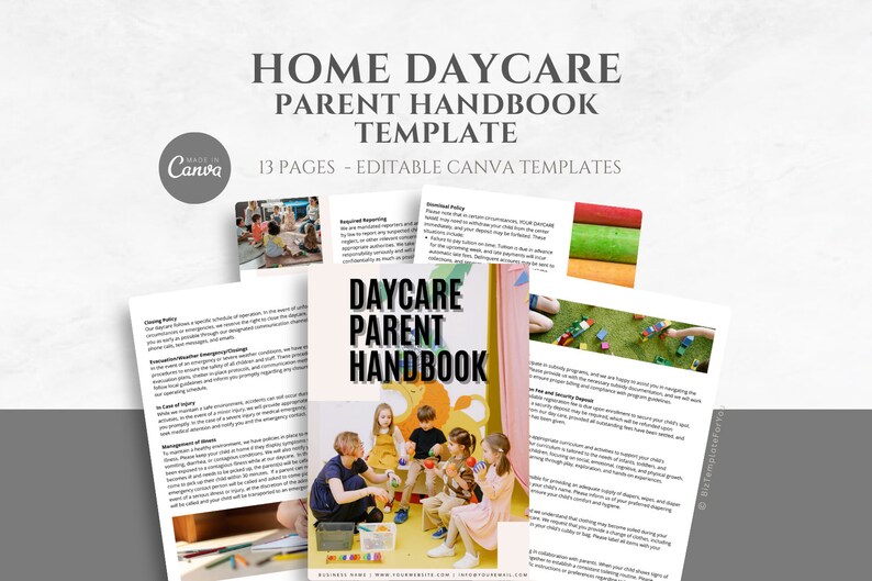 Editable Daycare Parent Handbook Template, Parent Handbook for Home ...