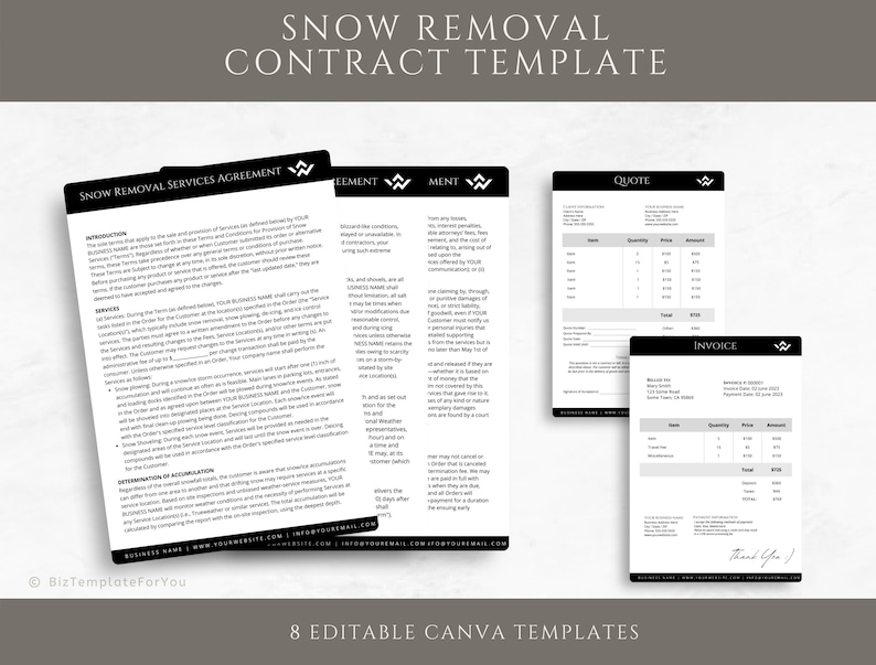 Editable Snow Removal Contract Template Professional Snow - Etsy