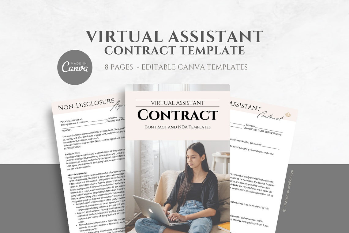 Editable Virtual Assistant Contract Template, Freelance Personal ...