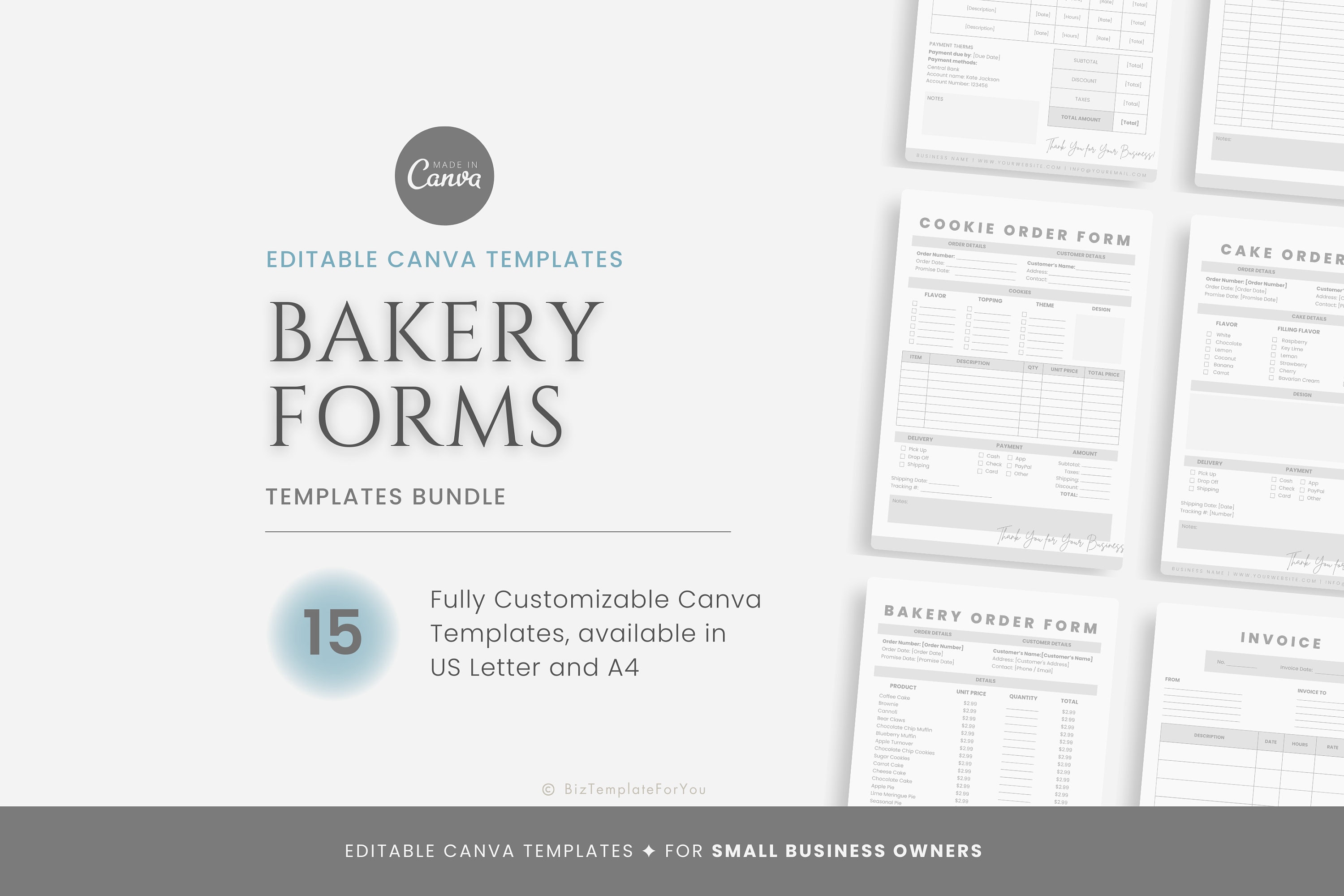 Editable Bakery Forms Templates Bundle, Printable Bakery Order Form ...