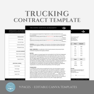 Editable Trucking Contract Template, Professional Trucking Service ...