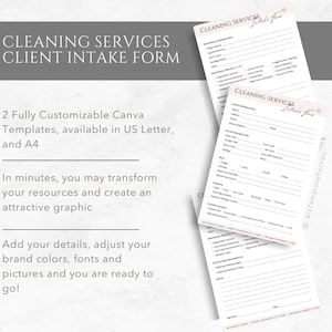 Cleaning Services Client Intake Form, Editable Residential and ...