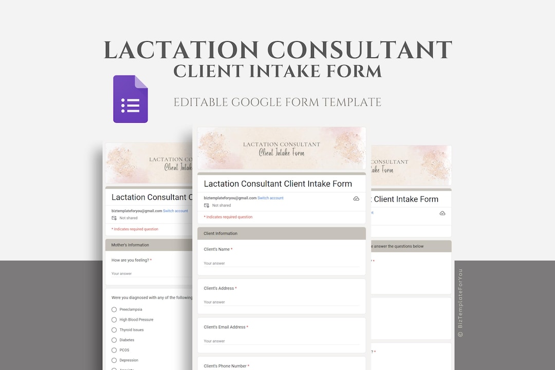 Editable Lactation Consultant Client Intake Form Template ...