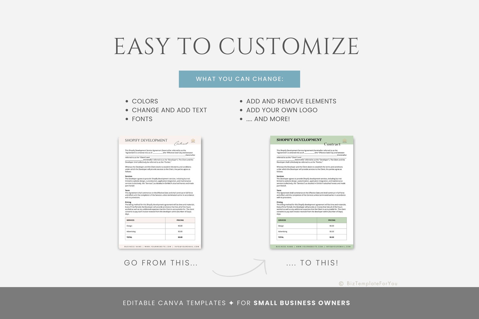 Editable Shopify Development Contract Template, Freelance Website ...