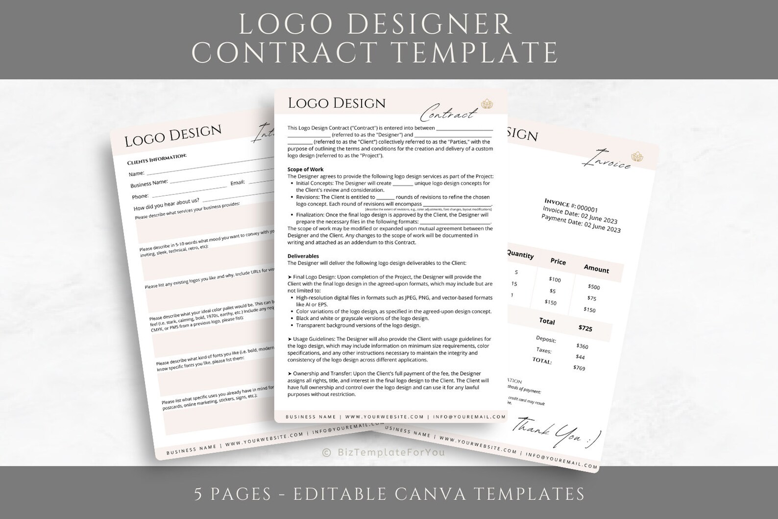 Editable Logo Designer Contract Template, Freelance Graphic Design ...